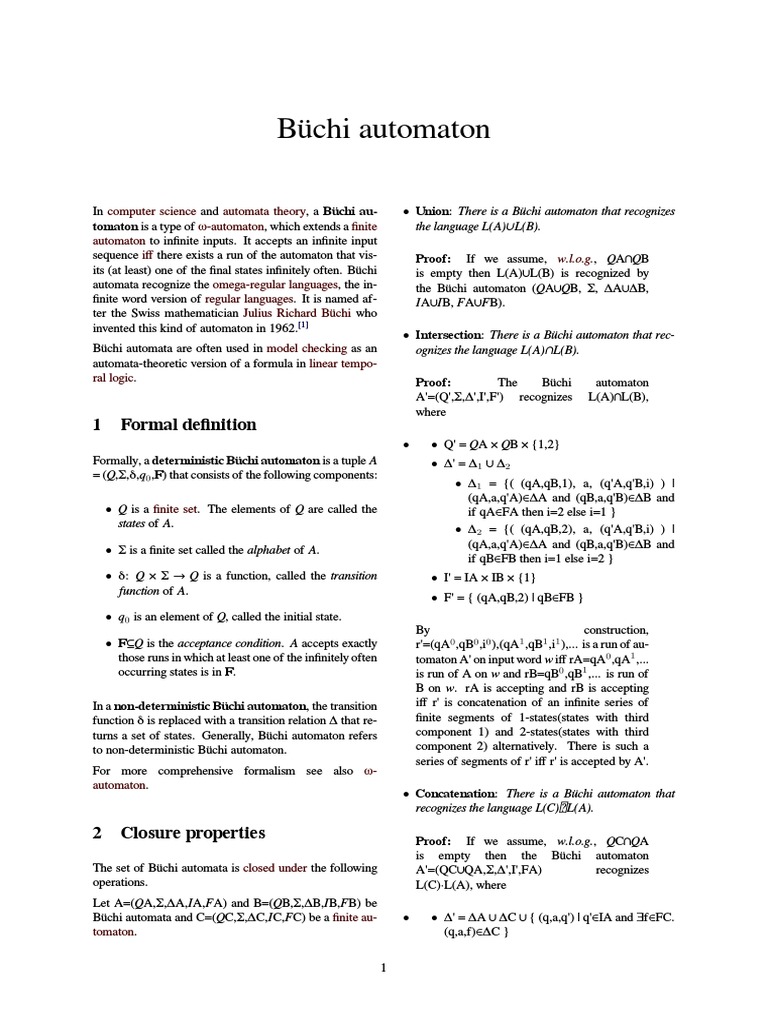 Büchi Automaton | PDF | Automata Theory | Formalism (Deductive)