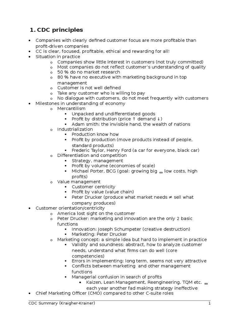 CDC Principles: CDC Summary (Kraigher-Krainer) 1 | PDF | Market ...