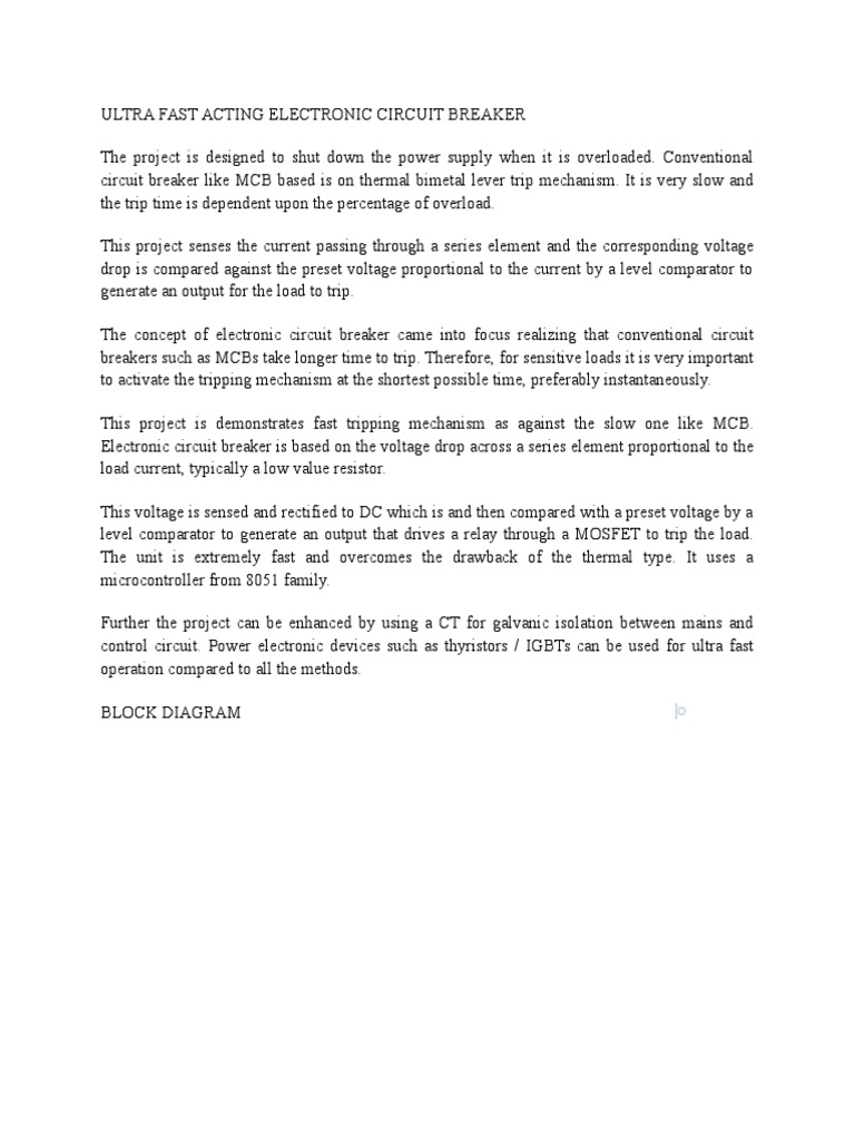 Ultra Fast Acting Electronic Circuit Breaker | PDF | Power Electronics ...