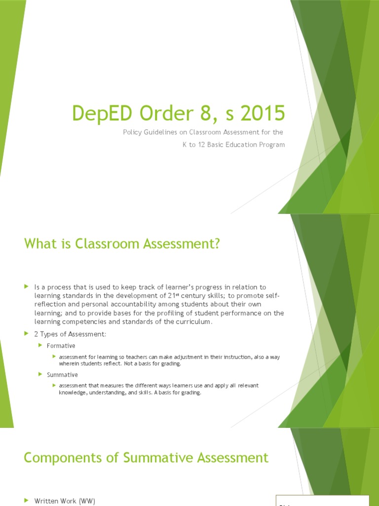 DepED Order 8, S 2015 Presso | PDF | Educational Assessment | Applied ...