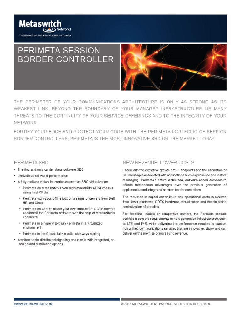 Metaswitch Perimeta SBC Product Brochure PDF | PDF | Session Initiation ...