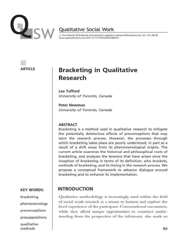 Understanding Bracketing in Qualitative Research | PDF | Qualitative ...