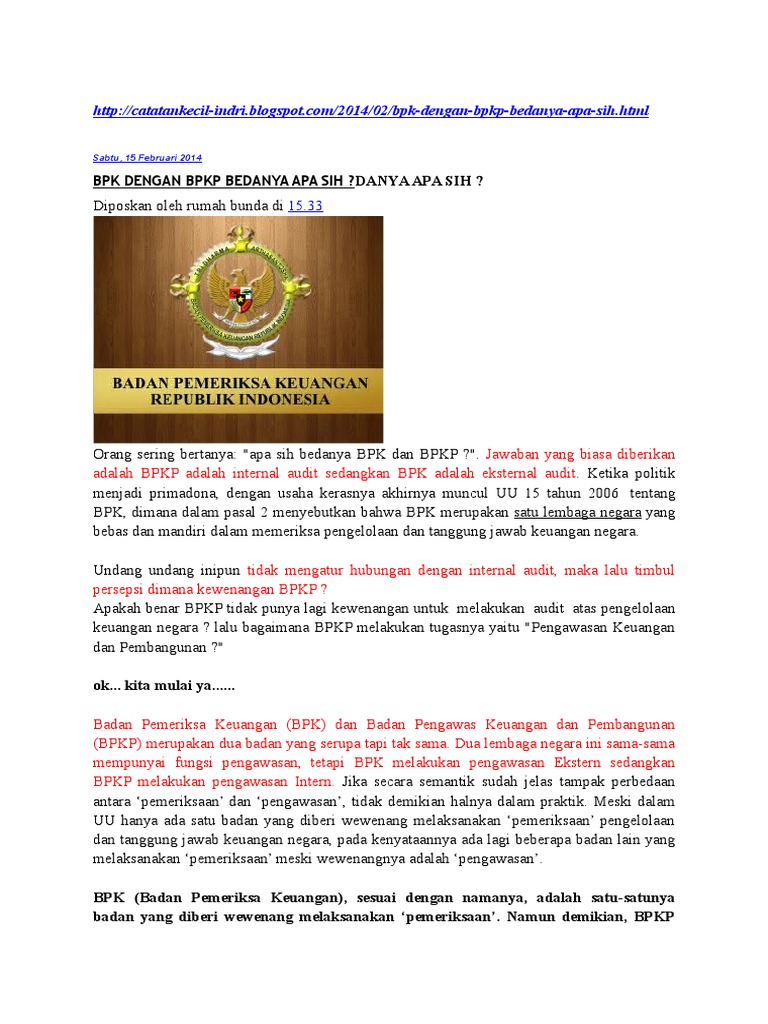 BPK Dengan BPKP Bedanya Apa Sih | PDF