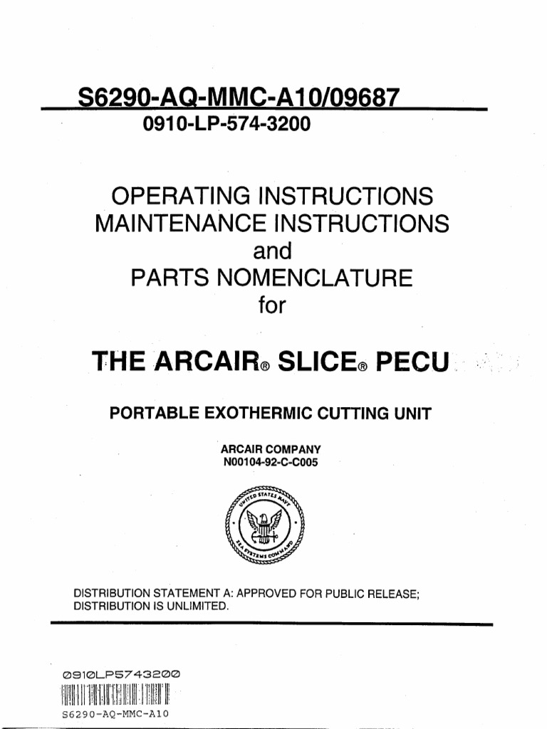 ArcAir Slice Portable Exothermic Cutting Unit - PECU - US Navy | PDF