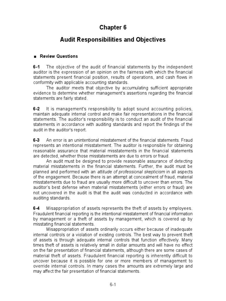 Chapter 6 - Solution Manual | PDF | Financial Audit | Audit