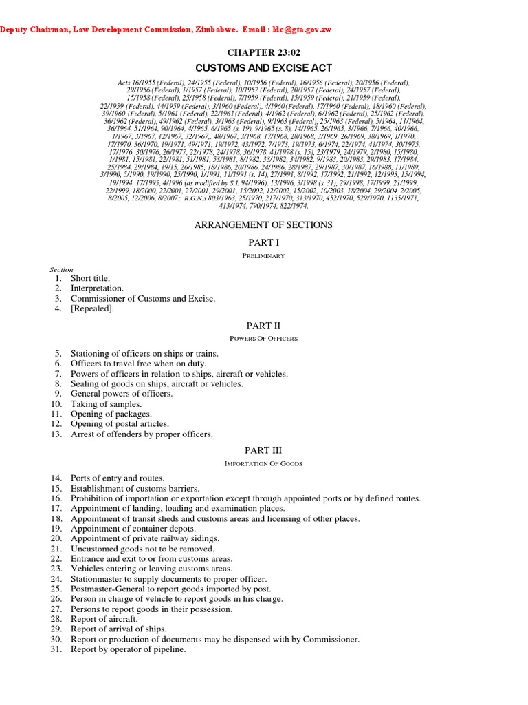 Customs & Excise Act | PDF | Customs | Beverages