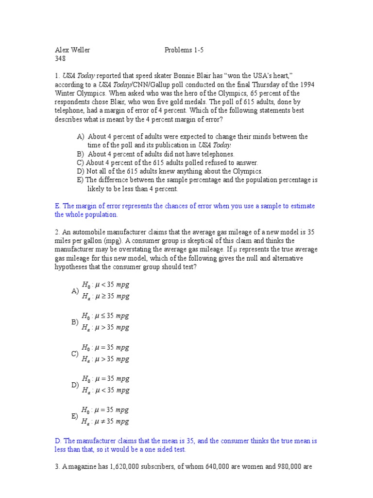 Testing Gas Mileage Claims | PDF | Student's T Test | Fuel Economy In ...