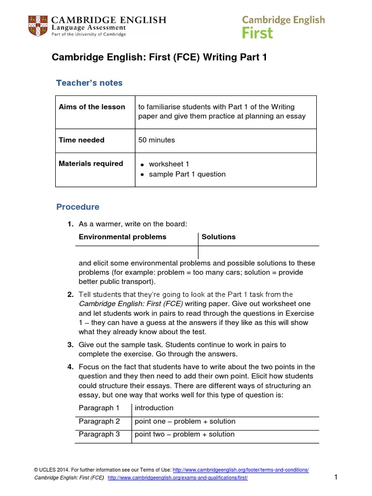 English First Fce From 2015 Writing Part 1 | PDF | Cognitive Science ...