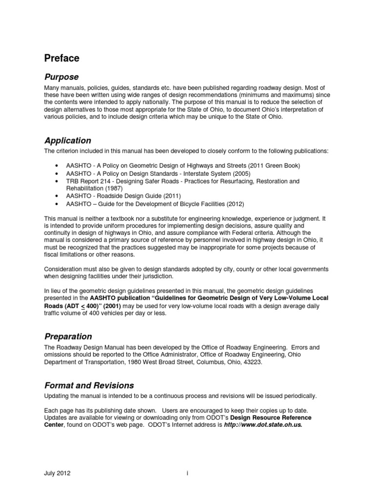 Location and Design Manual - Volume 1 (Roadway Design) | PDF ...