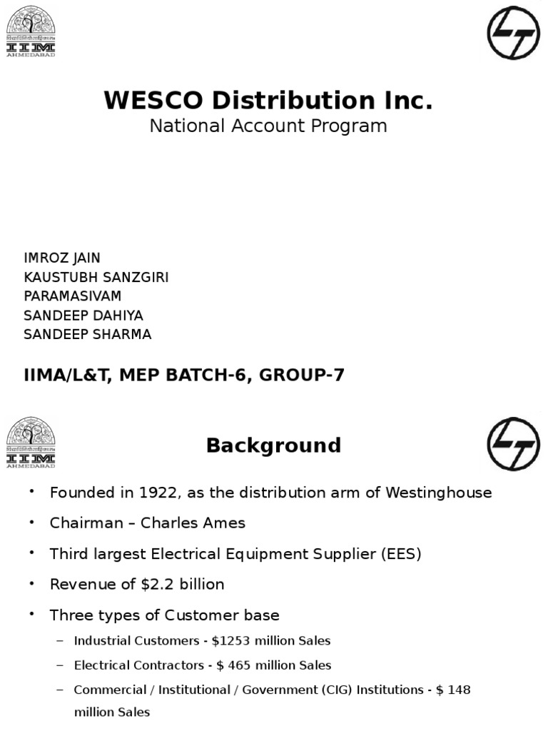 WESCO Distribution Inc. National Account Program Summary | PDF | Supply ...