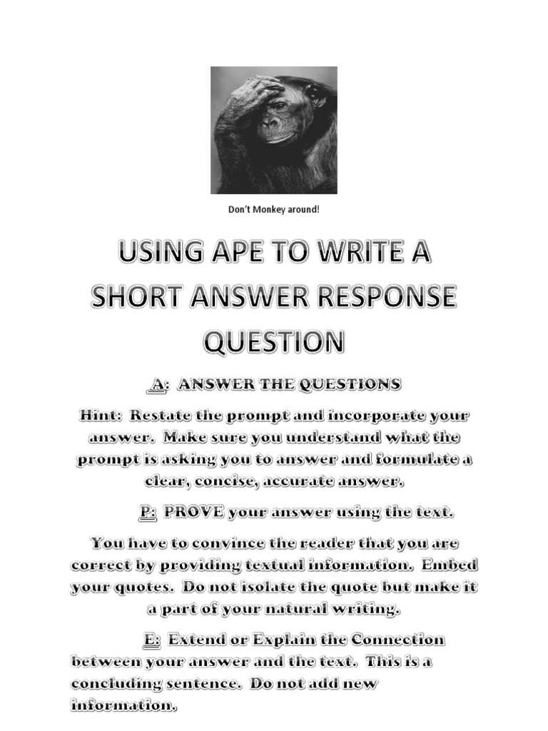 APE Manual for Short Answer Responses | PDF
