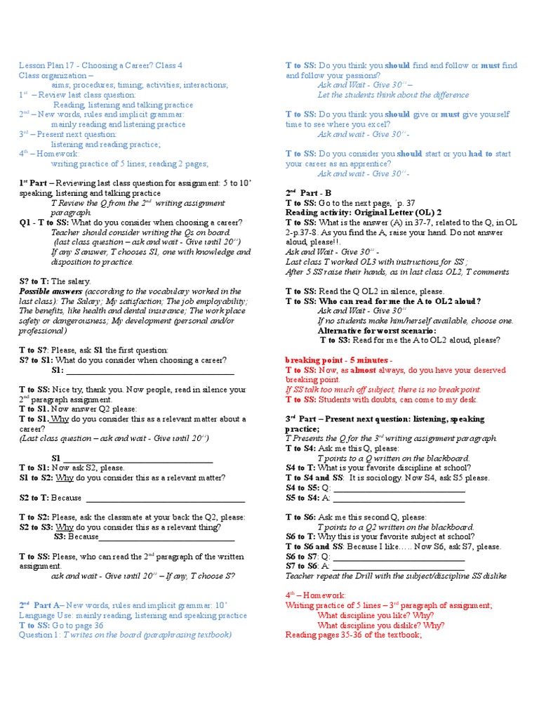 English Language - Lesson Plan 17 | PDF | Lesson Plan | Linguistics