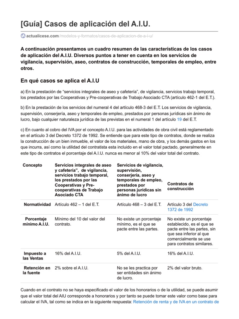 Guía de Casos de Aplicación Del AIU | PDF | Impuestos | Gobierno