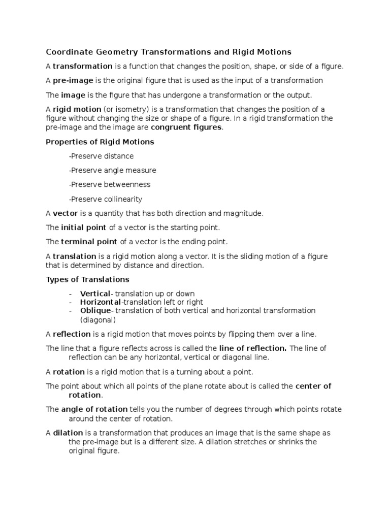 Transformations and Rigid Motions | PDF