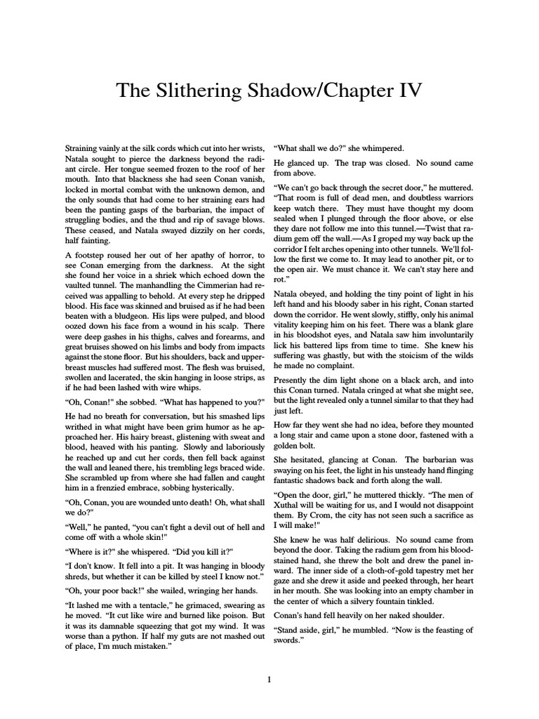 The Slithering Shadow/Chapter IV | PDF | Conan The Barbarian