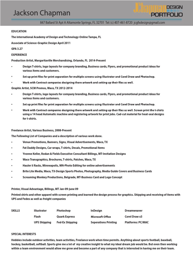 Graphic Designer Resume and Experience | PDF