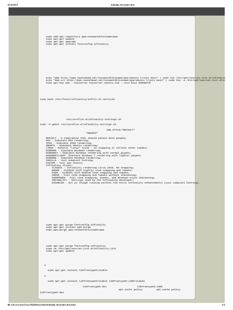Enable Infinality For Better Font Rendering in Ubuntu | PDF | Ubuntu (Operating System ...