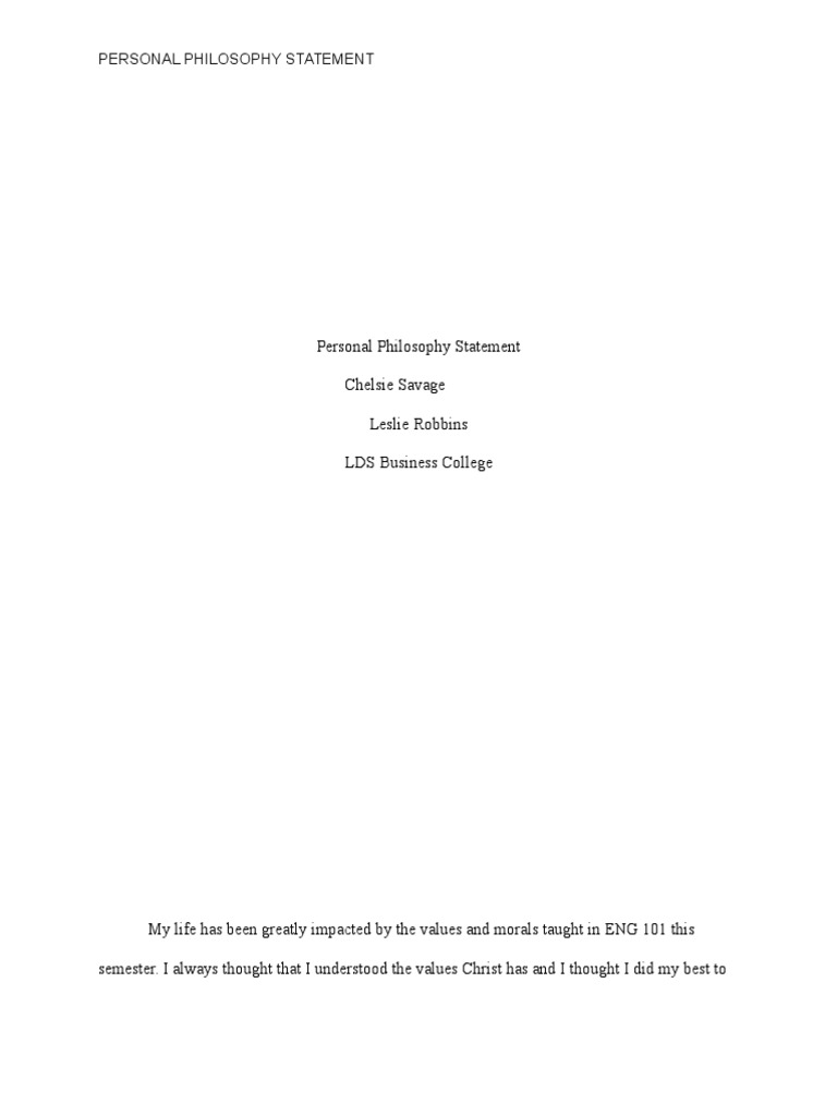 Personal Philosophy Statement | PDF | Gratitude | Teachers