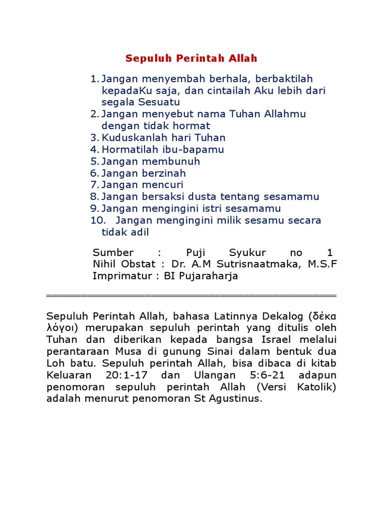 Sepuluh Perintah Tuhan | PDF
