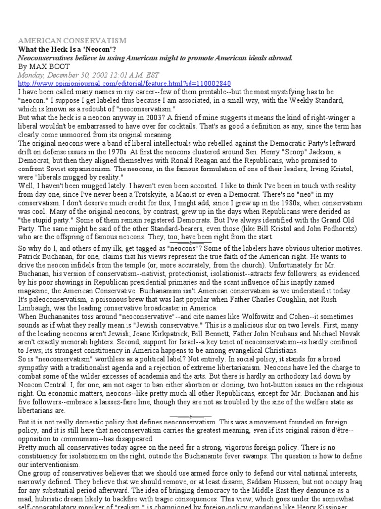 What The Heck Is A Neocon | PDF | Neoconservatism | Conservatism In The ...