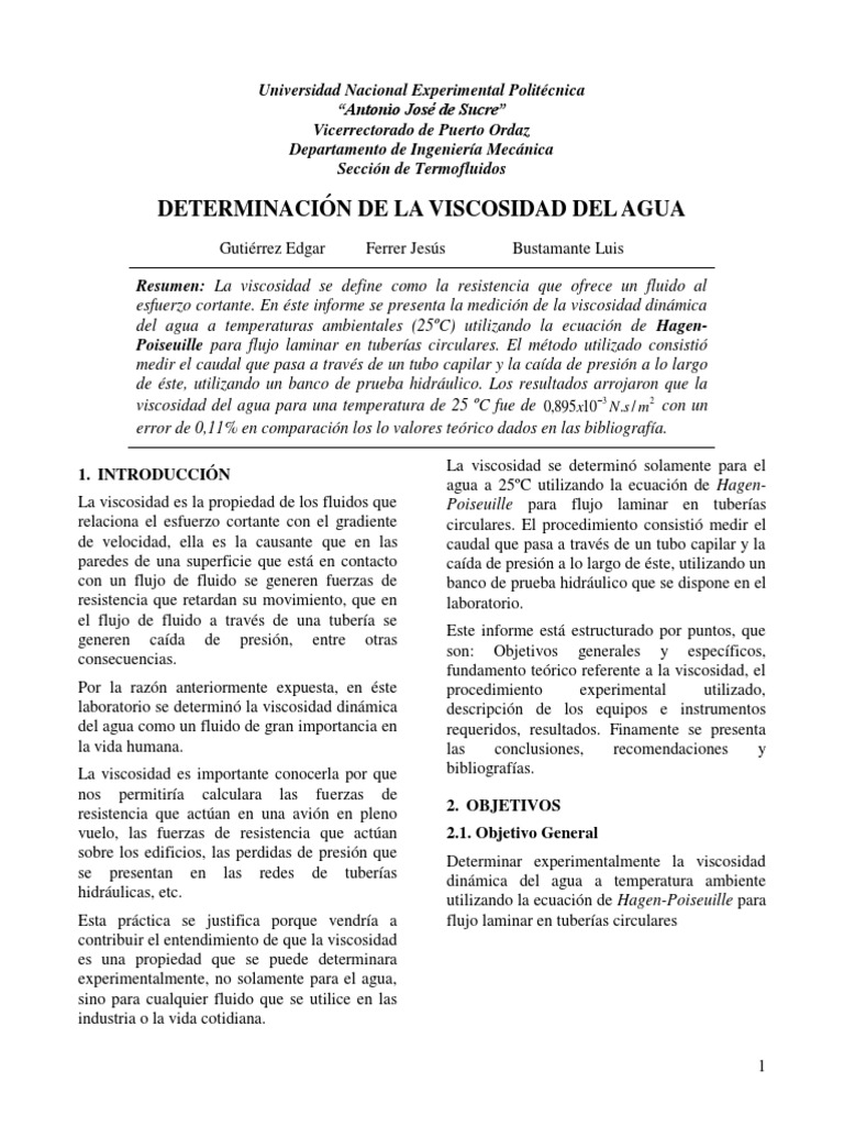 Modelo de Informe Tipo Paper | PDF | Viscosidad | Presión