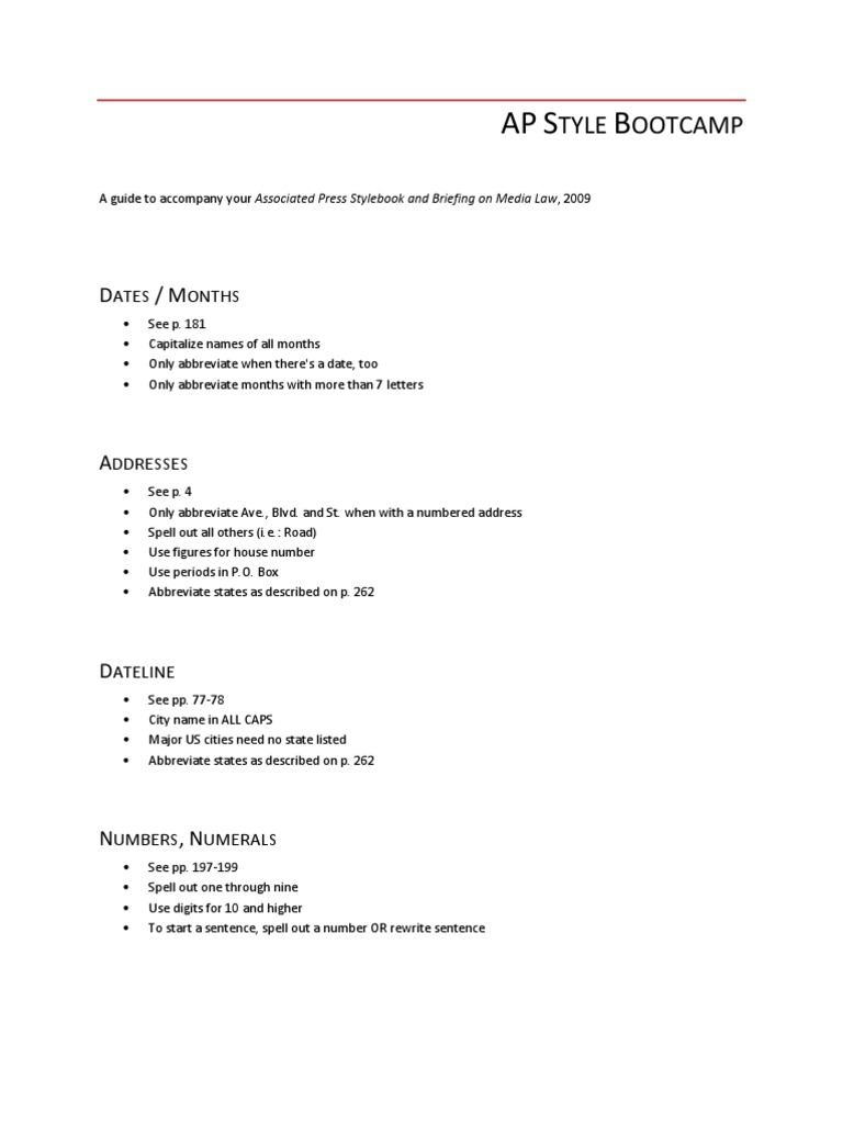 AP Style Bootcamp Guide | PDF