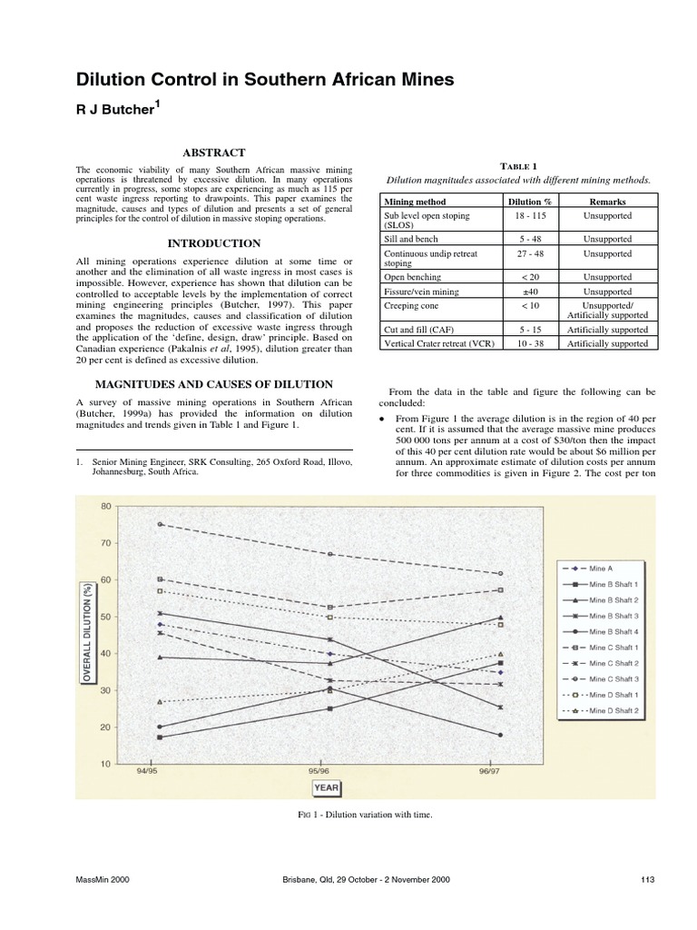 Dilution Control in Southern African Mines | PDF | Mining | Ore