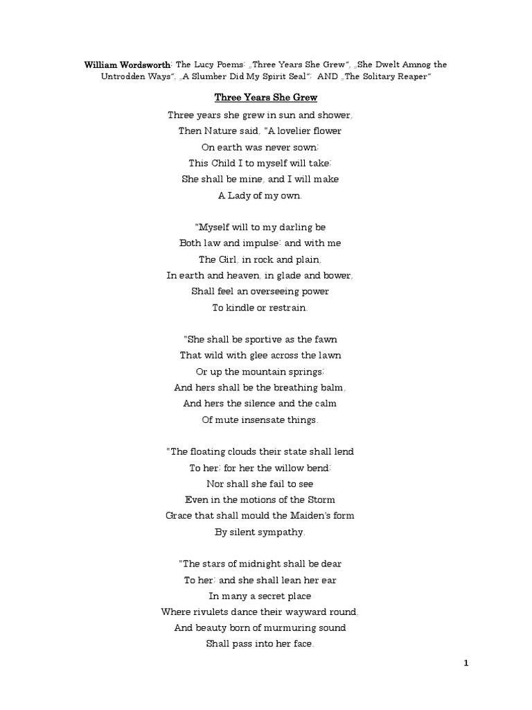 Reading Material Poems William WORDSWORTH | PDF | English Language ...