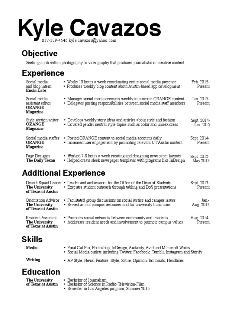 Photography and Videography Resume | PDF