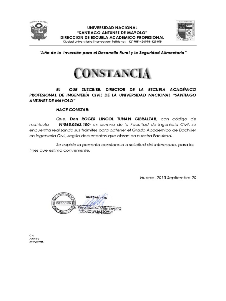 Modelo DE Constancia | PDF