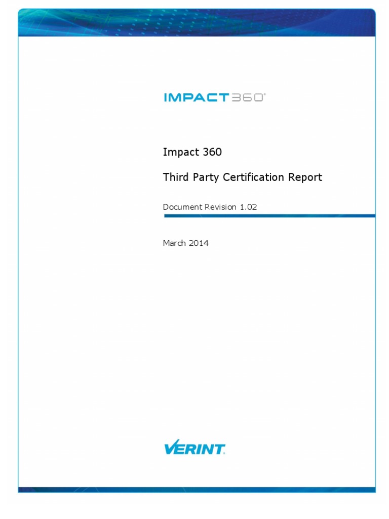 Verint Witness Impact 360 Third Party Certification Report | PDF | Vulnerability (Computing ...