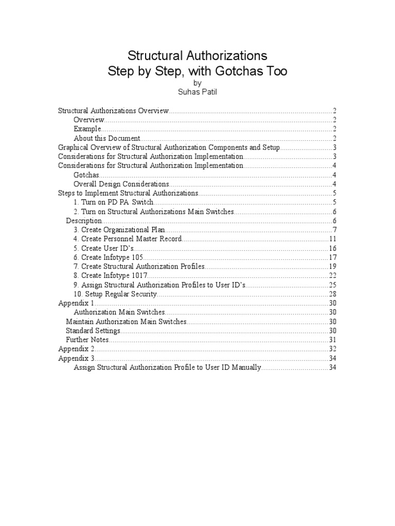 Structural Authorizations Step by Step | Download Free PDF | Superuser | Authentication