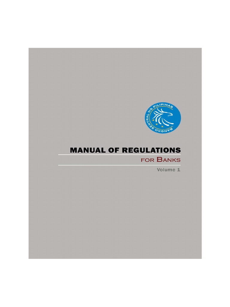 BSP Manual of Regulation For Banks Volume 1 | PDF | Finance & Money ...