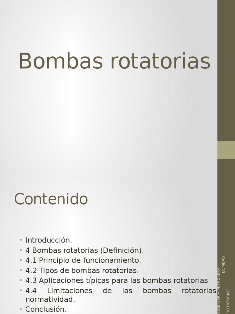 Tipos y Funcionamiento de Bombas Rotatorias | PDF | Bomba | Engranaje