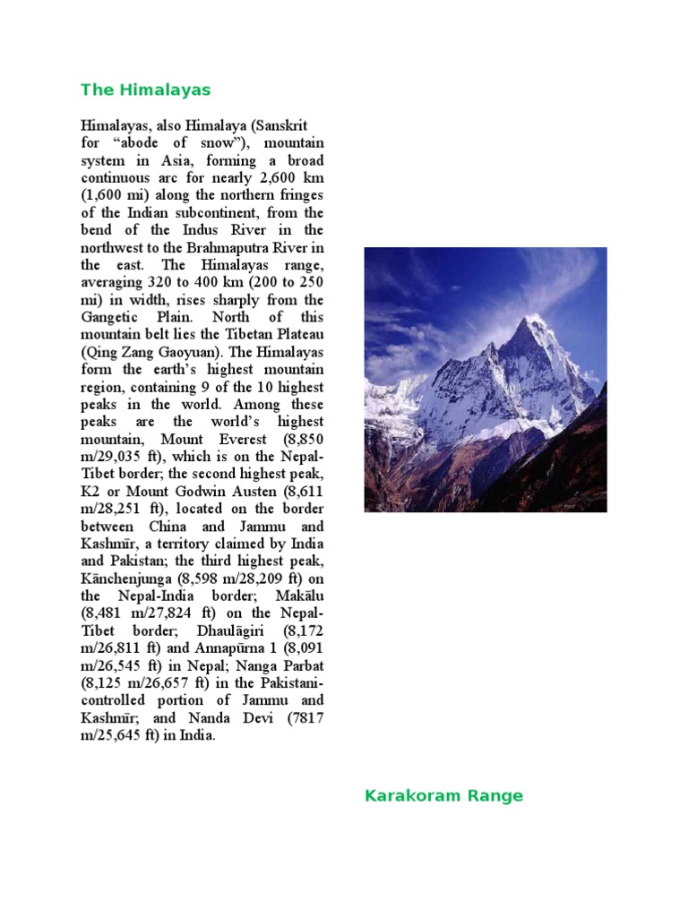 Asian Civilization | Himalayas | Geomorphology