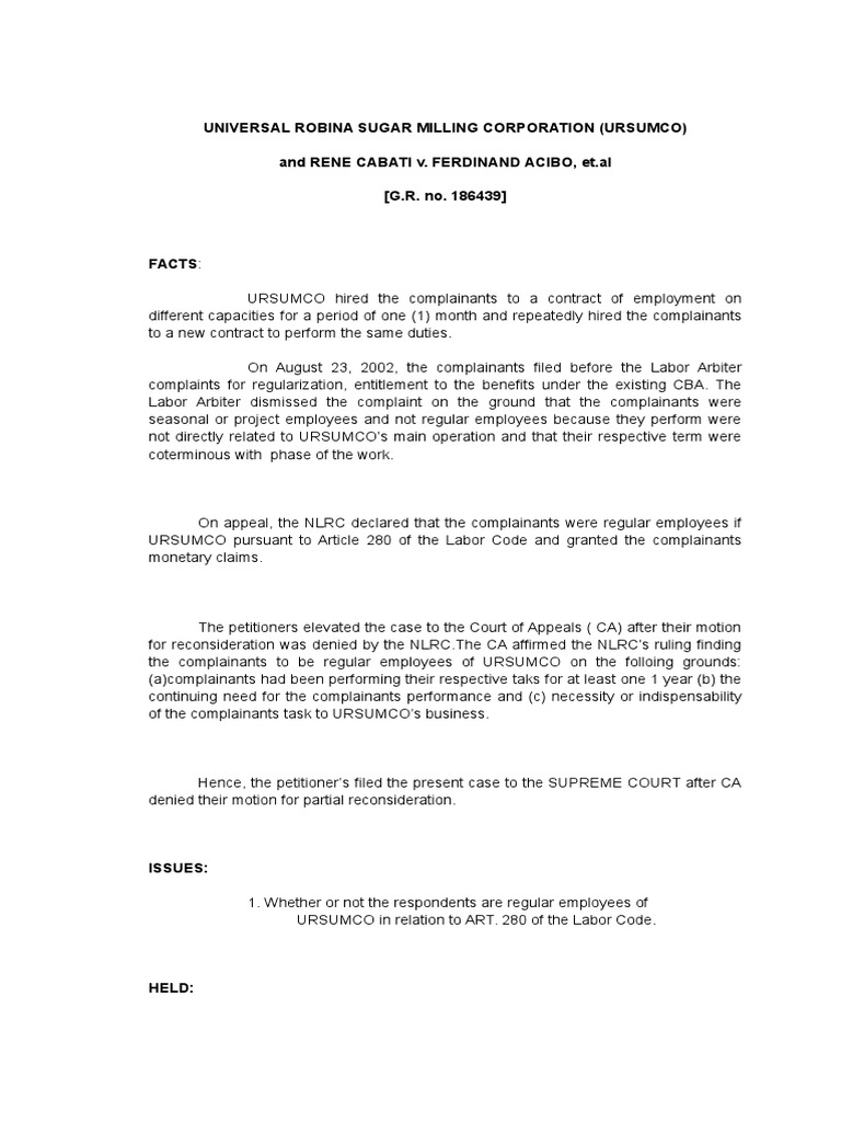 URSUMCO | PDF | Complaint | Employment