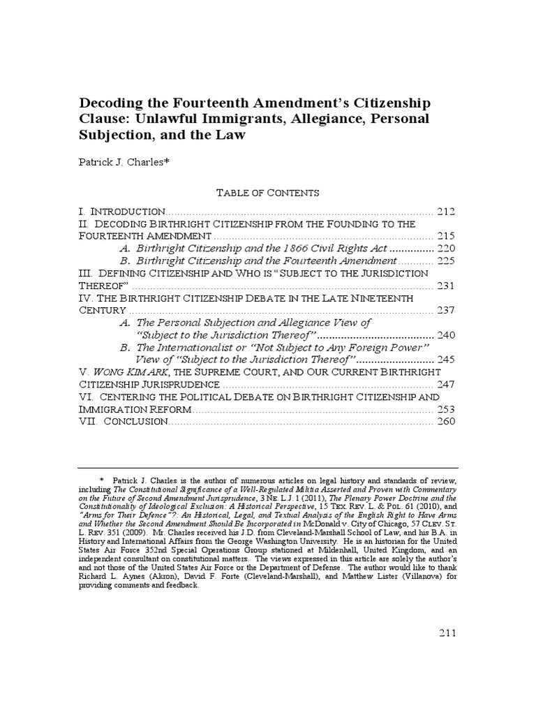 v3 Birthright Citizenship | PDF | Fourteenth Amendment To The United ...