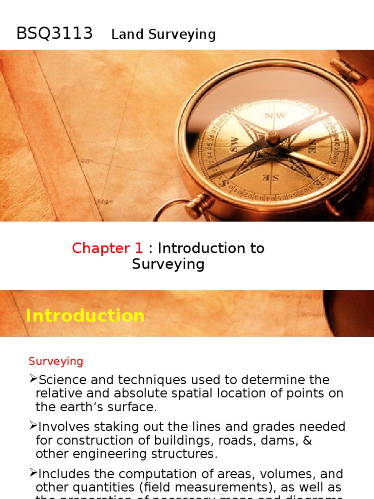 Land Surveying Chapter 1 Introduction To Surveying | PDF ...