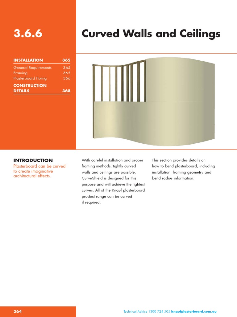 Curved Plasterboard Installation Guide | PDF | Drywall | Framing ...