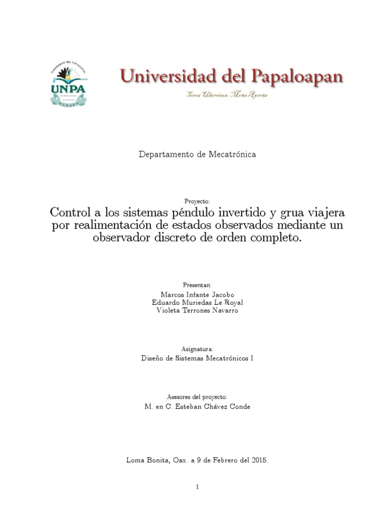 Control Discreto de Péndulo Invertido y Grúa | PDF | Realimentación ...