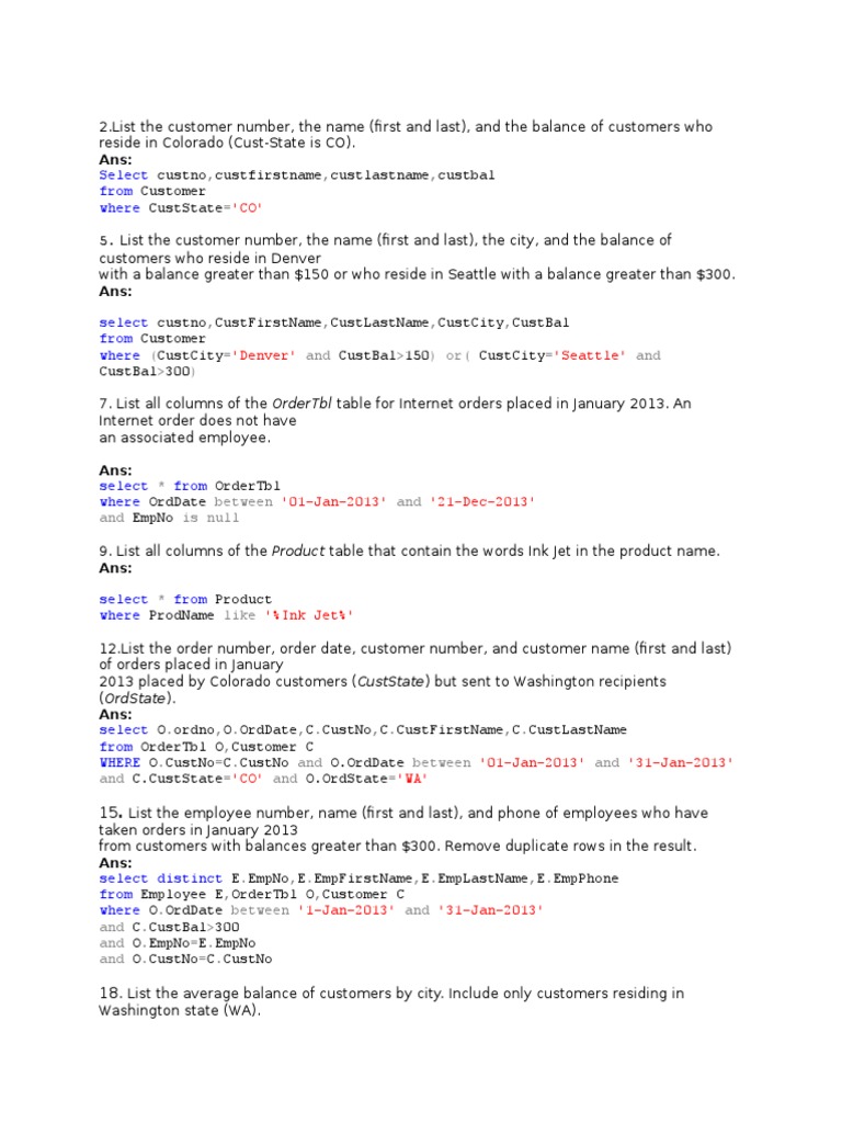 Assignment 4 Answers | PDF | Sql | Data Management Software