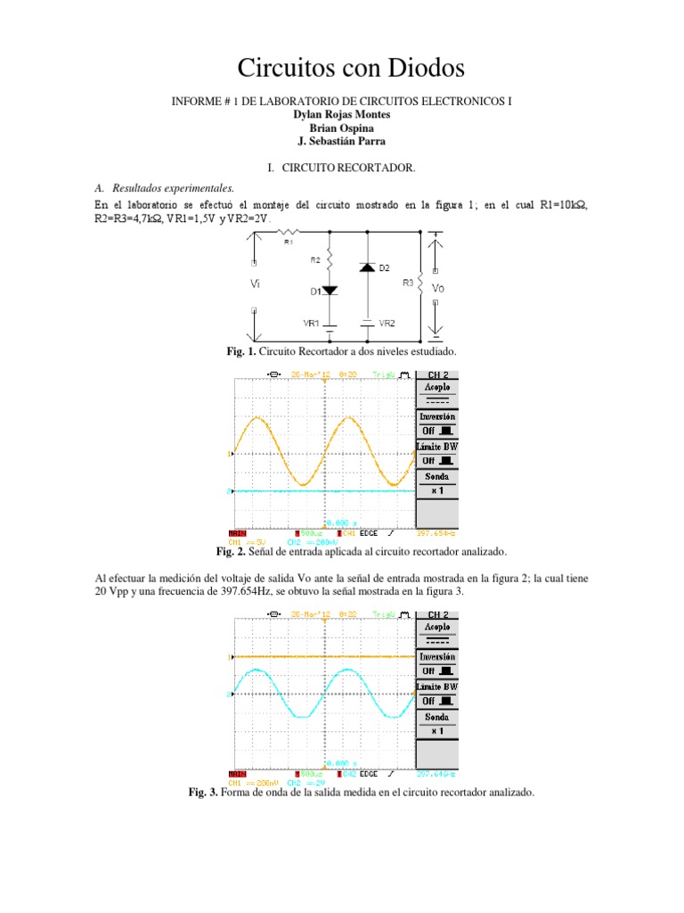 Informe 1: Circuitos Con Diodos | PDF | Diodo | Condensador