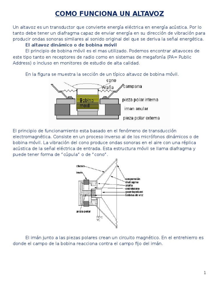 Como Funciona Un Altavoz | PDF | Altoparlante | Impedancia eléctrica