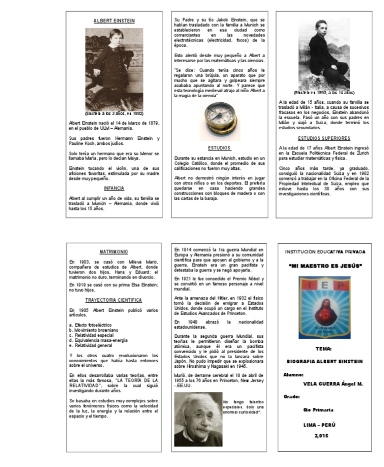 Triptico Albert Einztein | PDF | Albert Einstein | Science