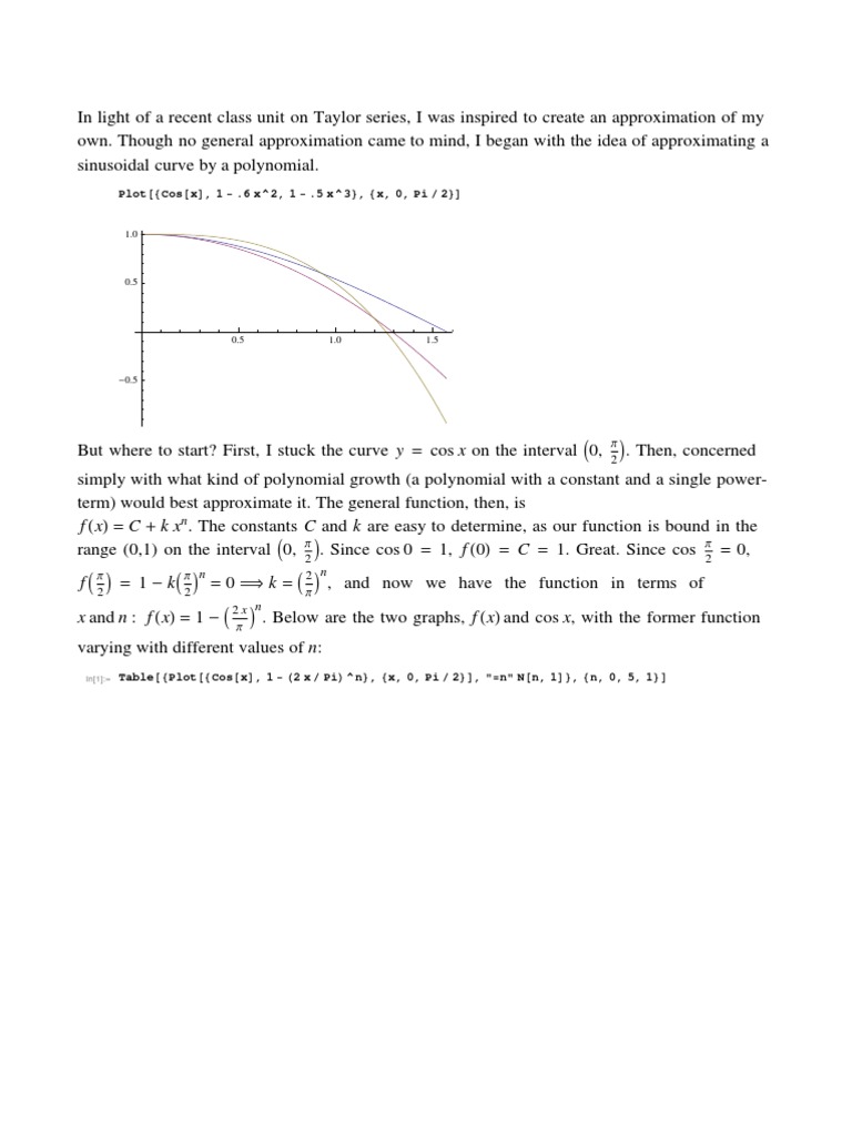 Cosine Approximation Pdf Curve Trigonometric Functions