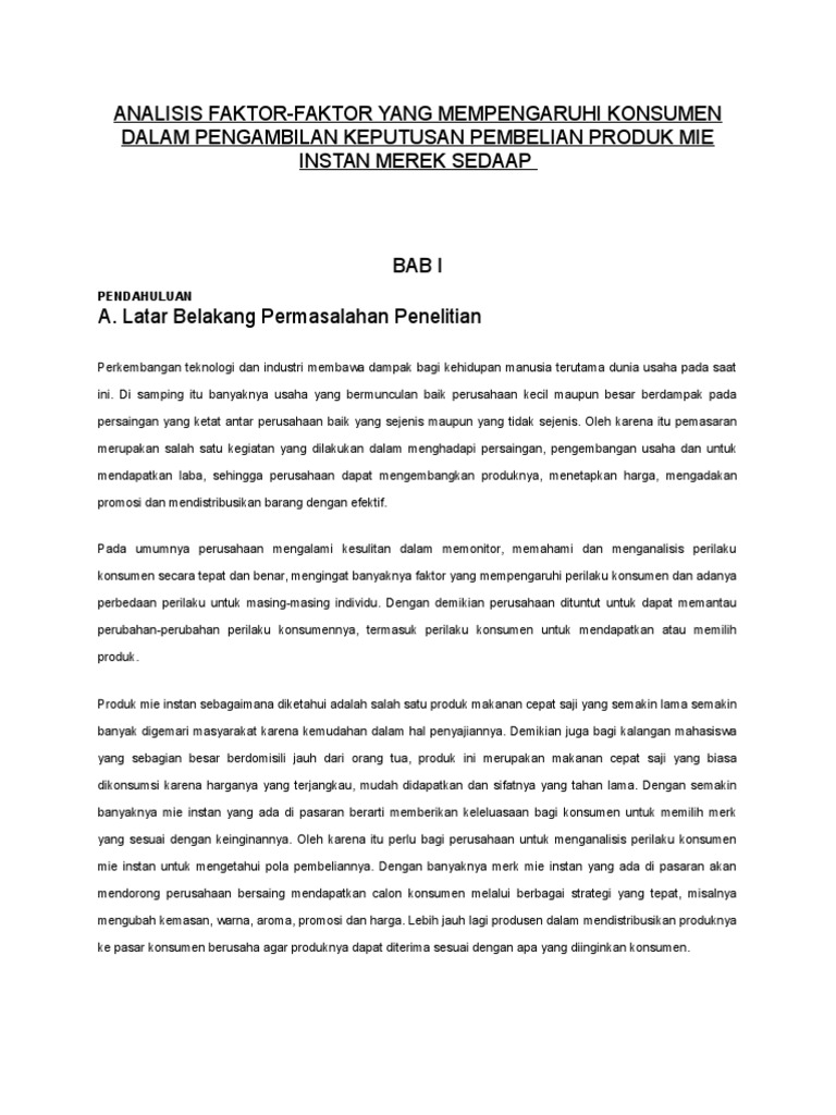 Analisis Faktor-Faktor Yang Mempengaruhi Konsumen Dalam Pengambilan Keputusan Pembelian Produk ...