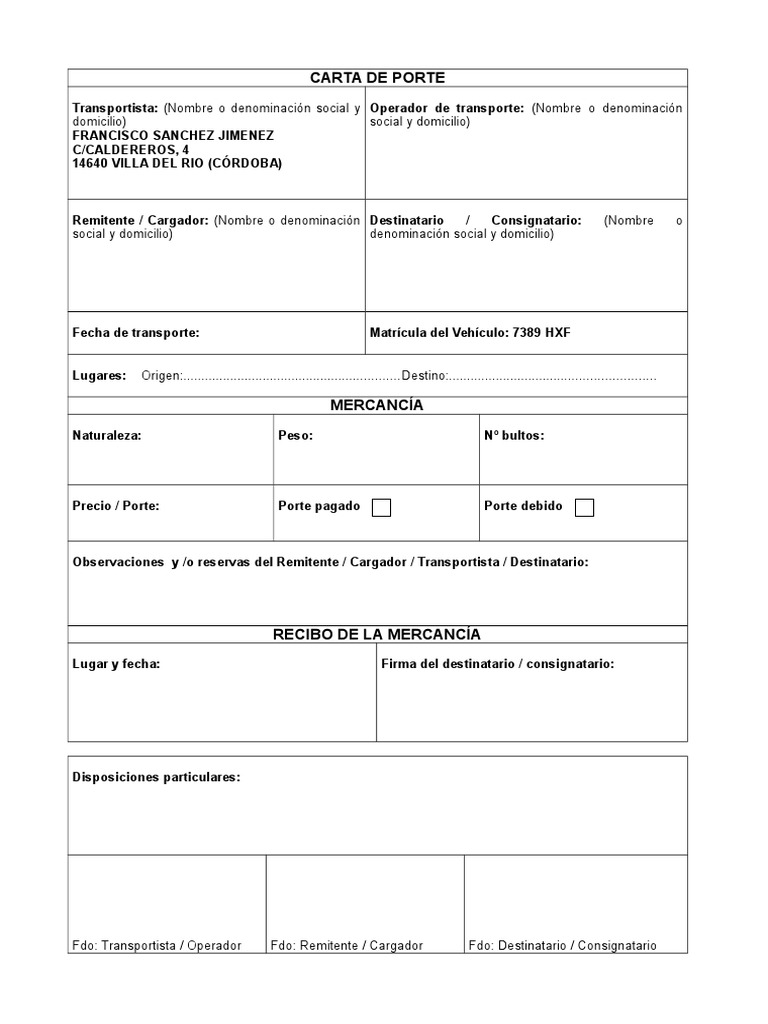 Carta de Porte | PDF