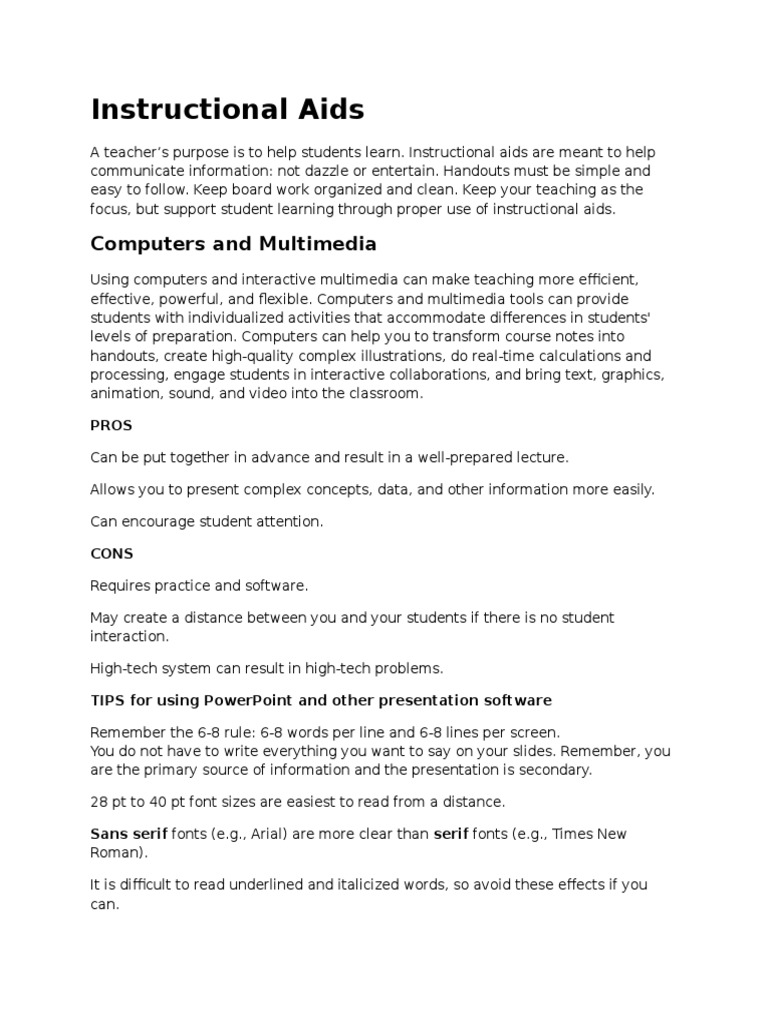 Instructional Aids | PDF | Typefaces | Multimedia