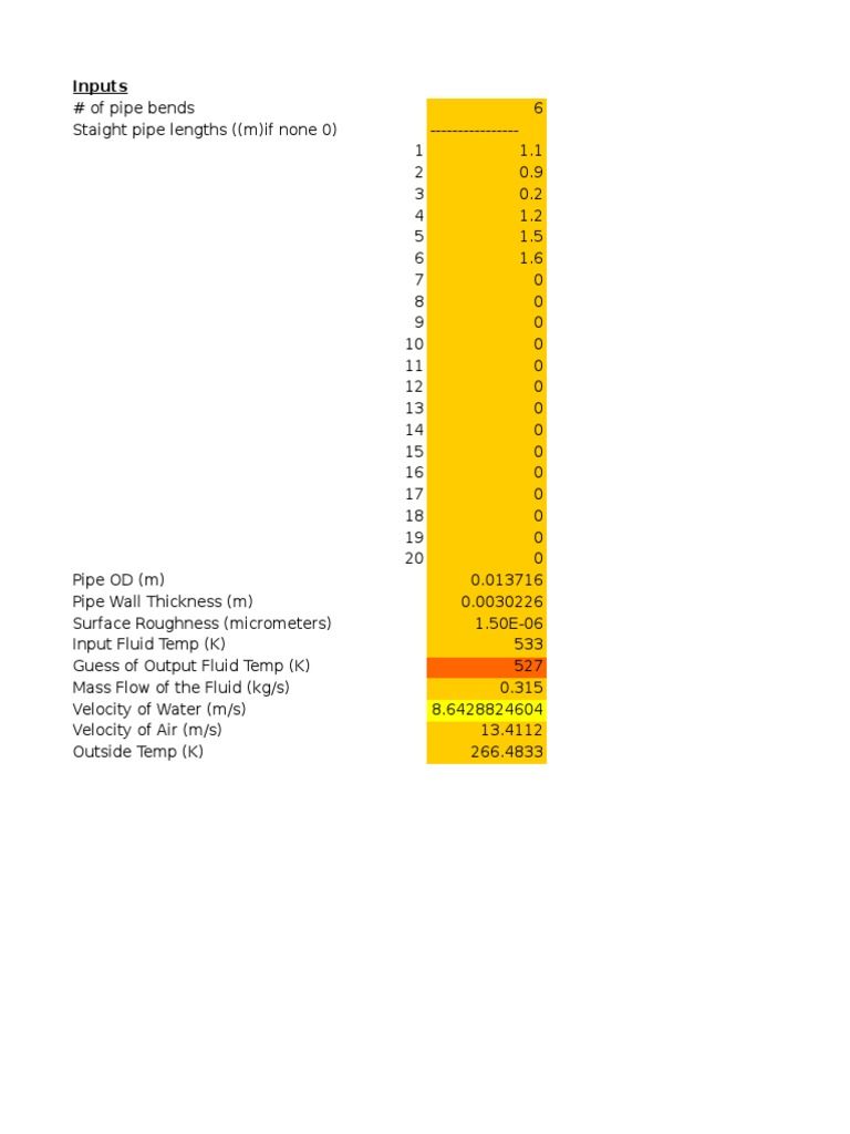 Fluid Excel Calculations | PDF | Heat Transfer | Fluid Dynamics