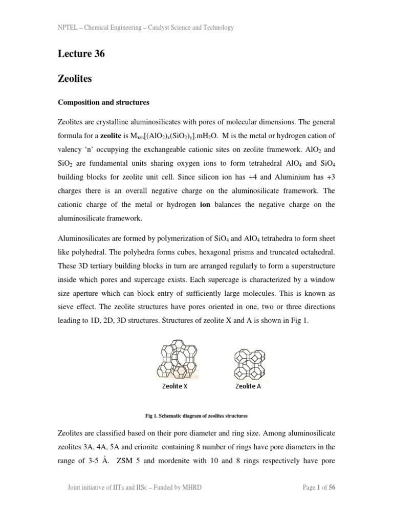 Zeolite Structures and Properties Explained | PDF | Carbon Nanotube ...